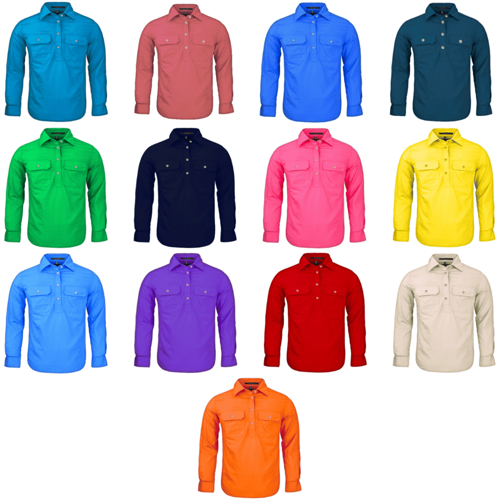 Ritemate Kids Pilbara Half Button Work Shirt - Donohues, City & Country ...